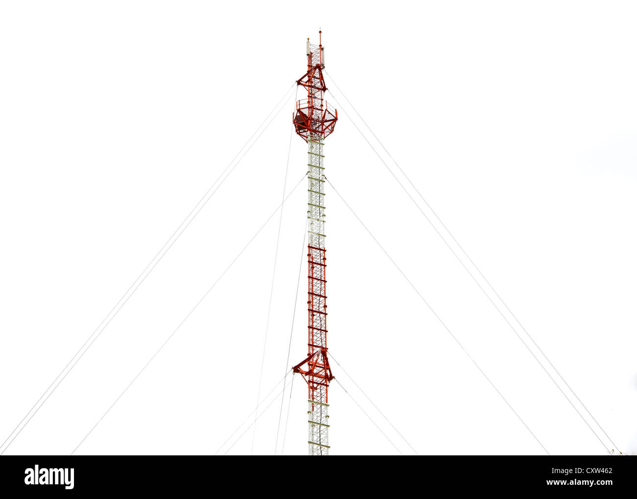 Telecommunications tower isolated on white background Stock Photo - Alamy