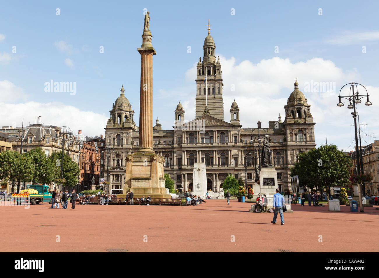 Looking East across George Square with the old red tarmac to the City ...