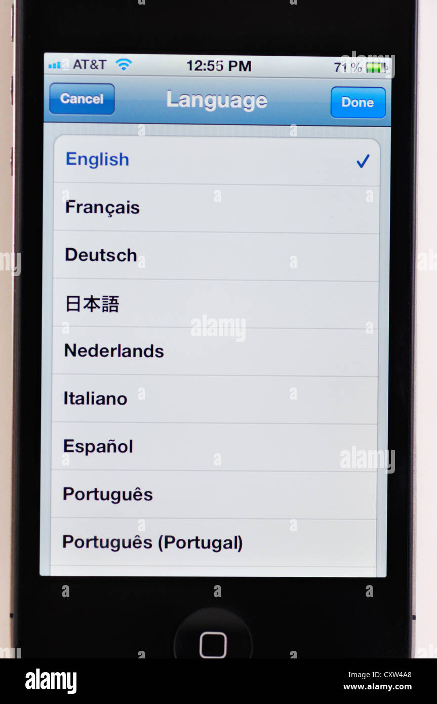 iPhone - languages Stock Photo - Alamy
