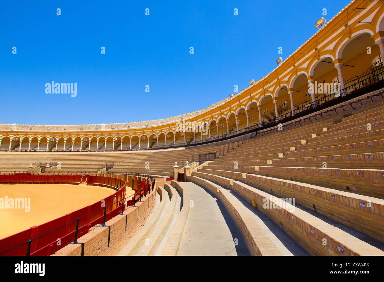 seats of bullfight arena, plaza de toros, Sevilla, Spain Stock Photo ...
