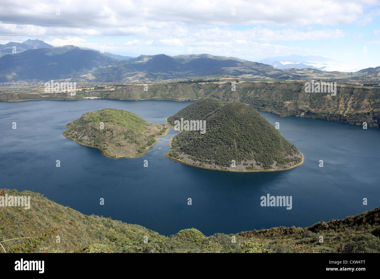 The channel between the two islands in the volcanic crater lake, Lake ...