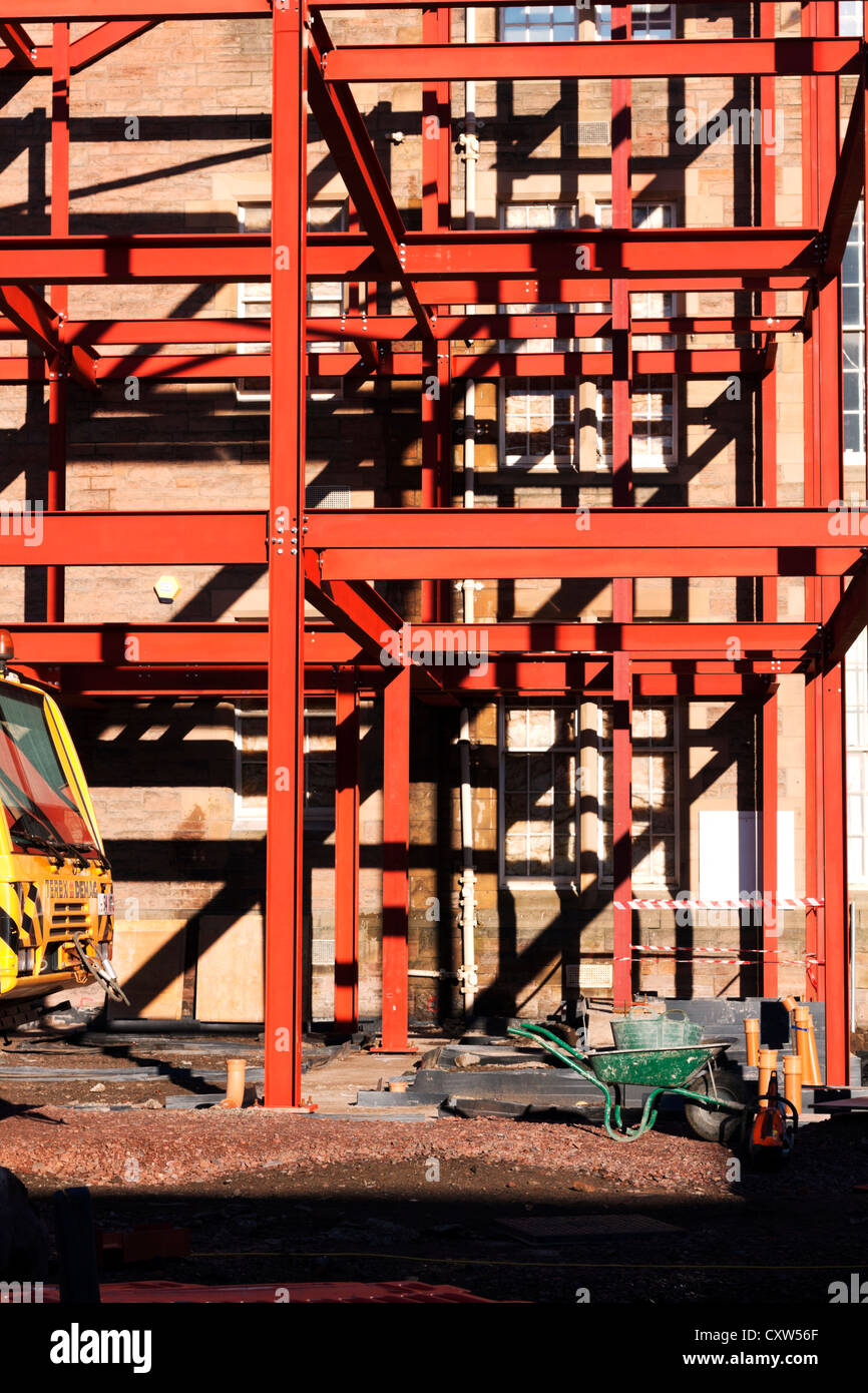 Steel frame of extension to Primary School being constructed Stock ...