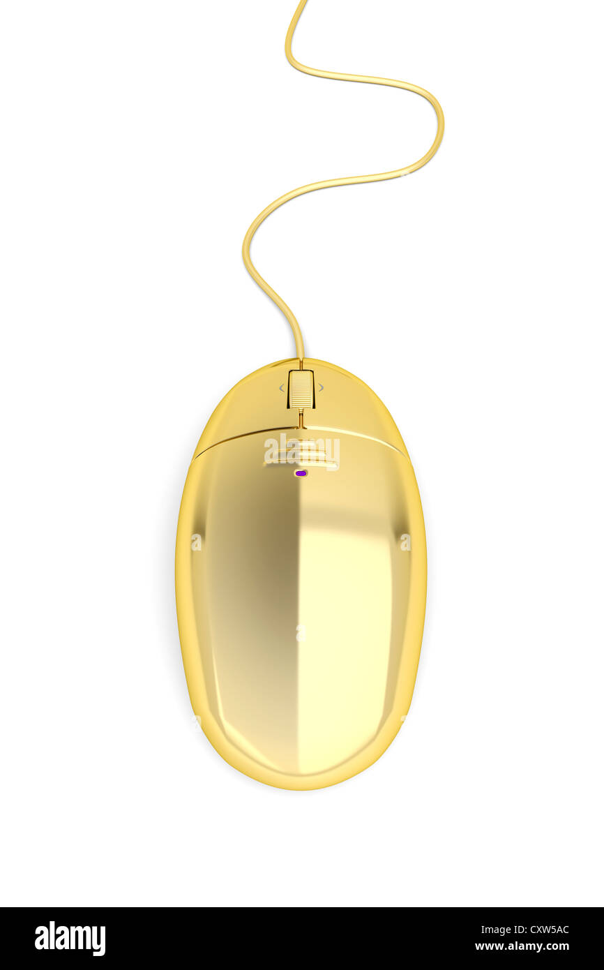 Golden computer mouse on white background Stock Photo - Alamy