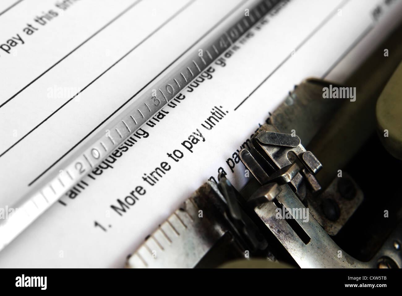 Document on typewriter Stock Photo - Alamy