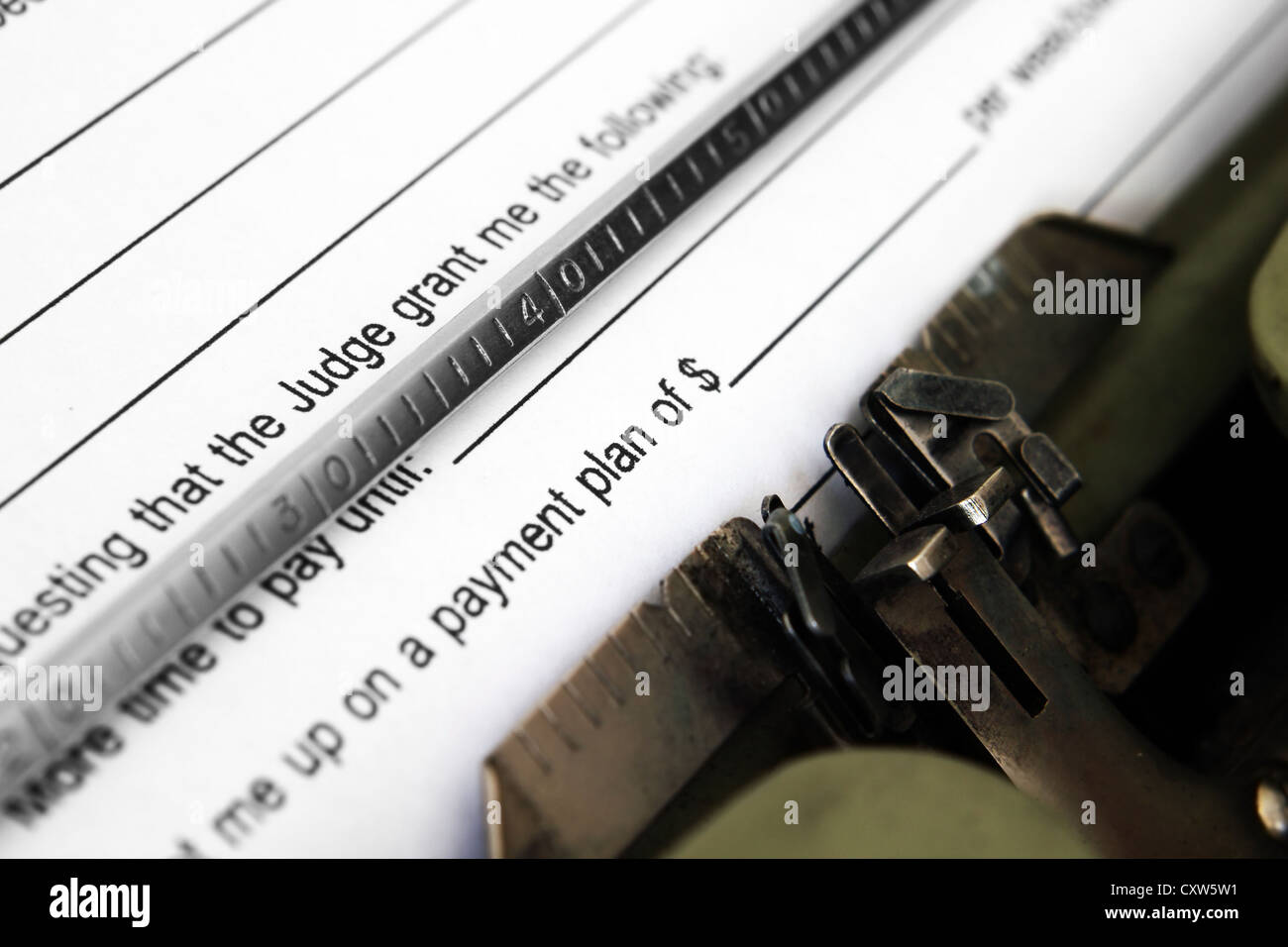 Document on typewriter Stock Photo - Alamy