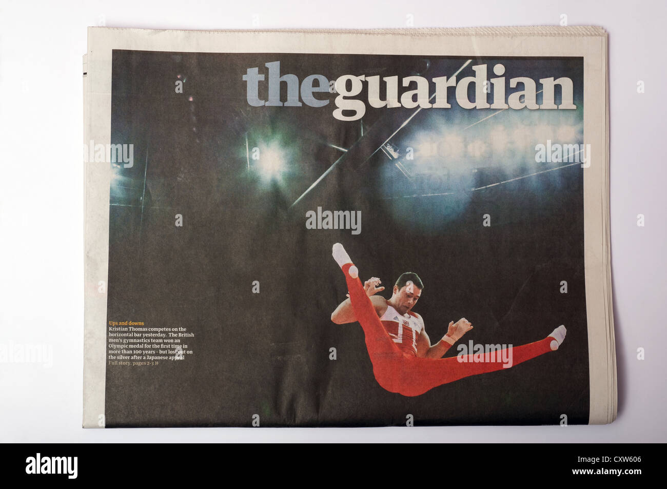 Guardian newspaper showing coverage of the London 2012 Olympic Games ...