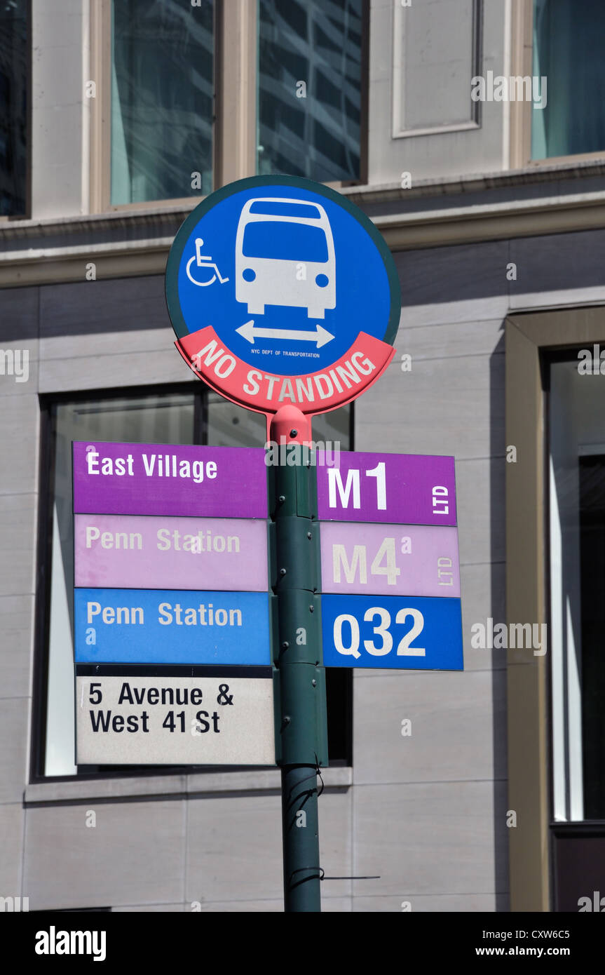 Bus stop in New York City, USA Stock Photo - Alamy