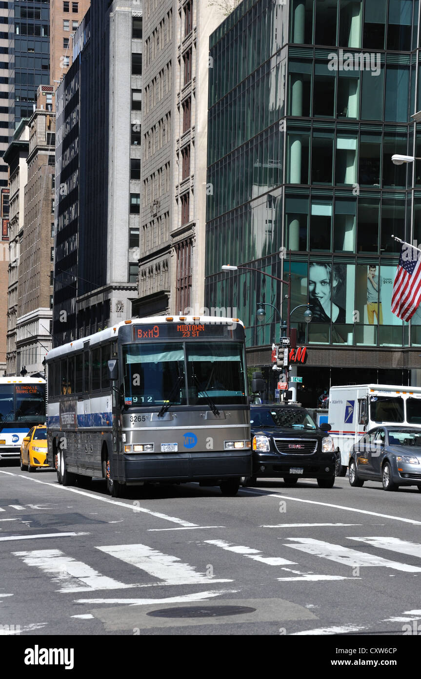 Public bus in New York City, USA Stock Photo - Alamy