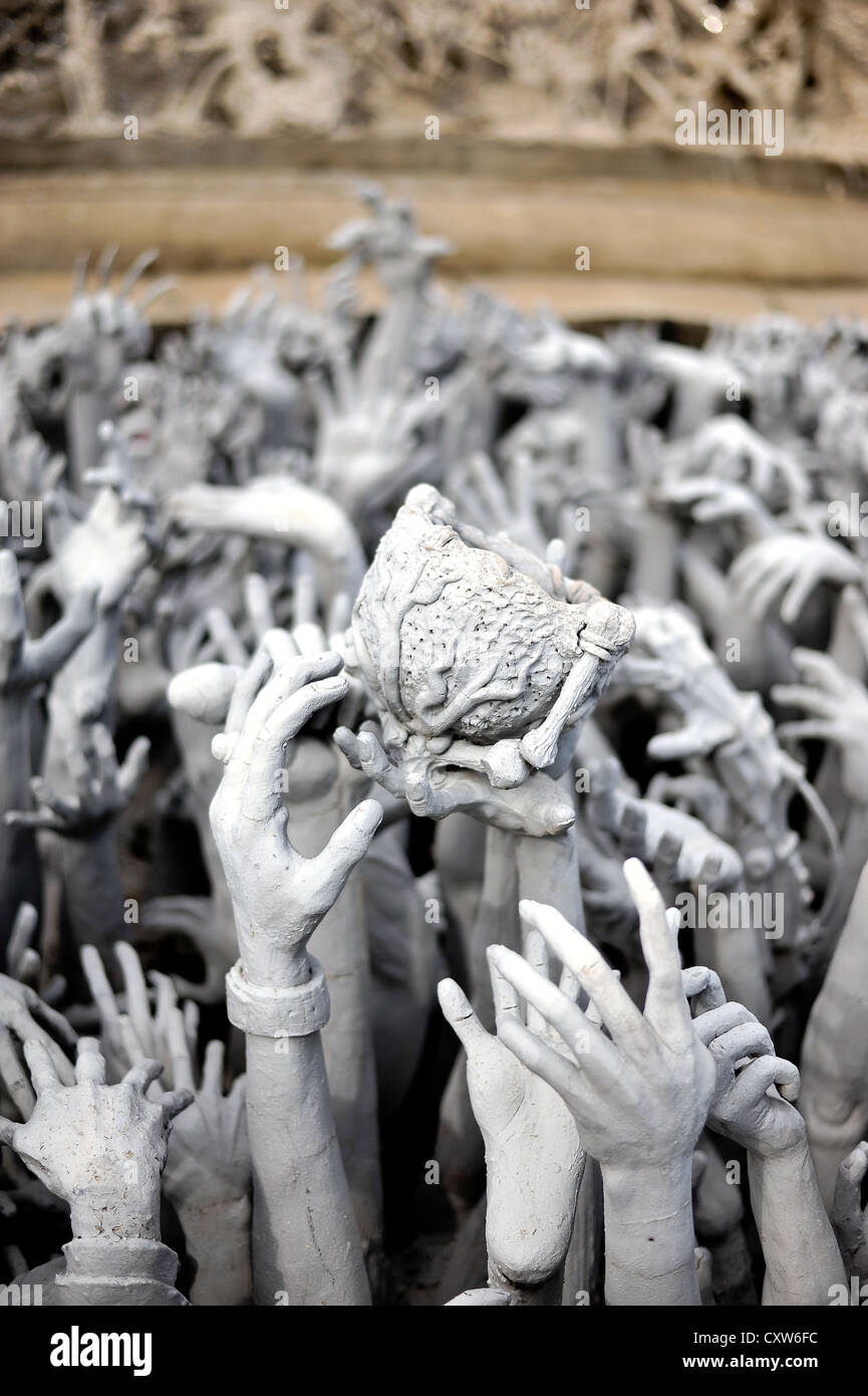 Hands Statue from Hell in Wat Rong Khun at Chiang Rai, Thailand Stock ...