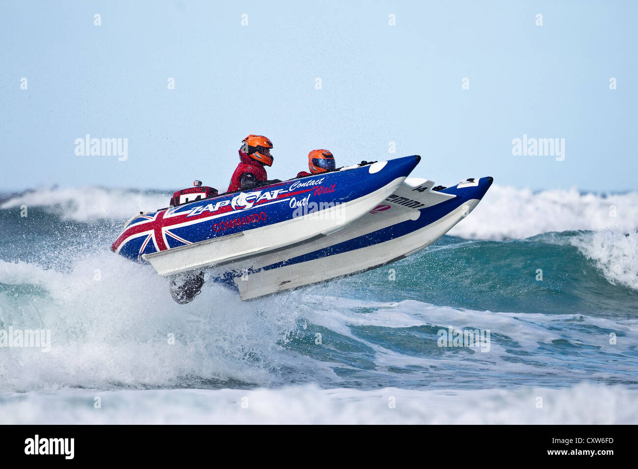 Zapcat Racing, Fistral Beach, Cornwall UK Stock Photo - Alamy
