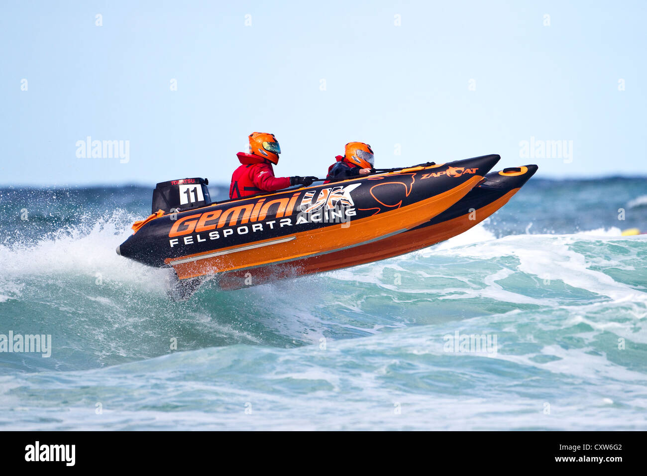 Zapcat Racing, Fistral Beach, Cornwall UK Stock Photo - Alamy