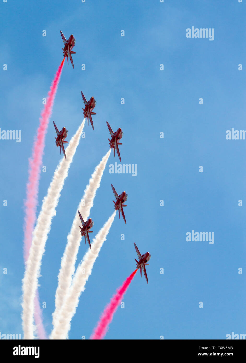 Red Arrows Displaying precision teamwork against stunning blue sky at ...