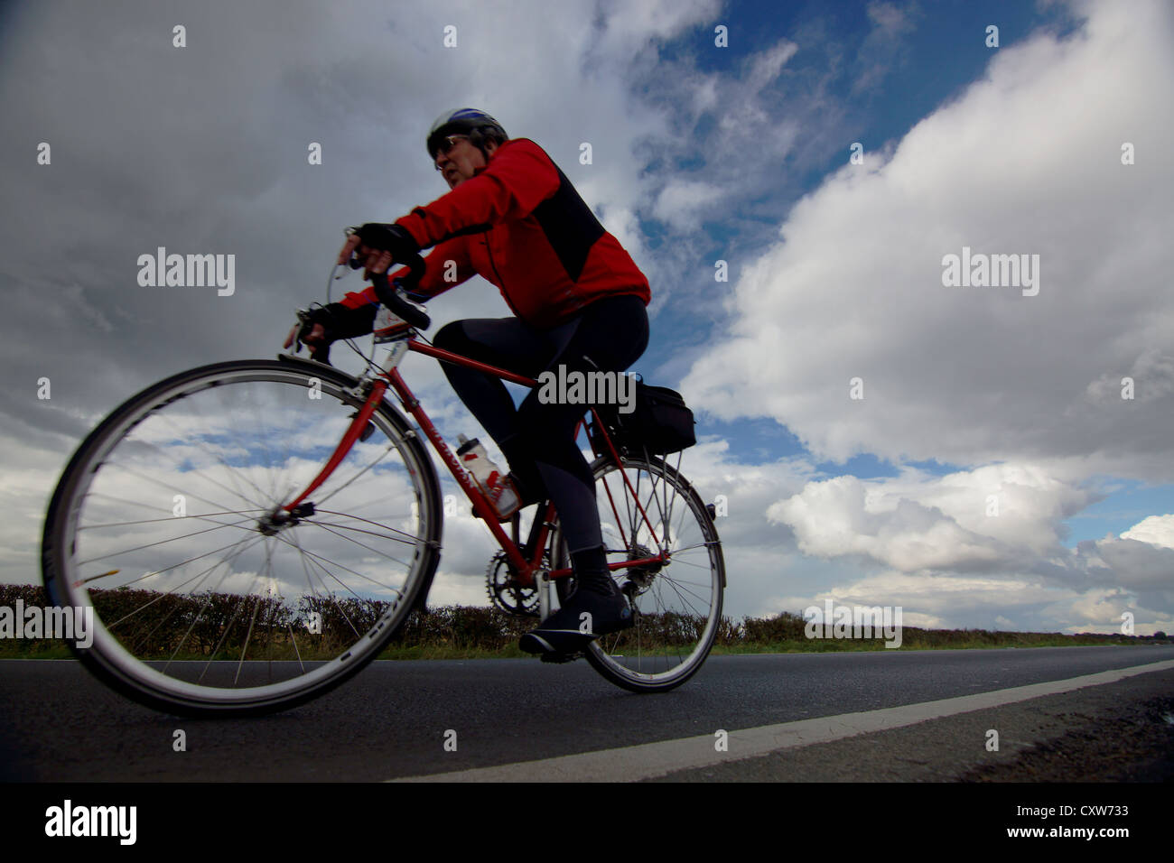 Cyclist competing in the 40 mile plus Lewis Barry Memorial race through ...