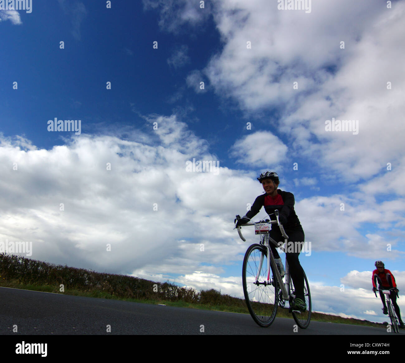 Cyclist competing in the 40 mile plus Lewis Barry Memorial race through ...