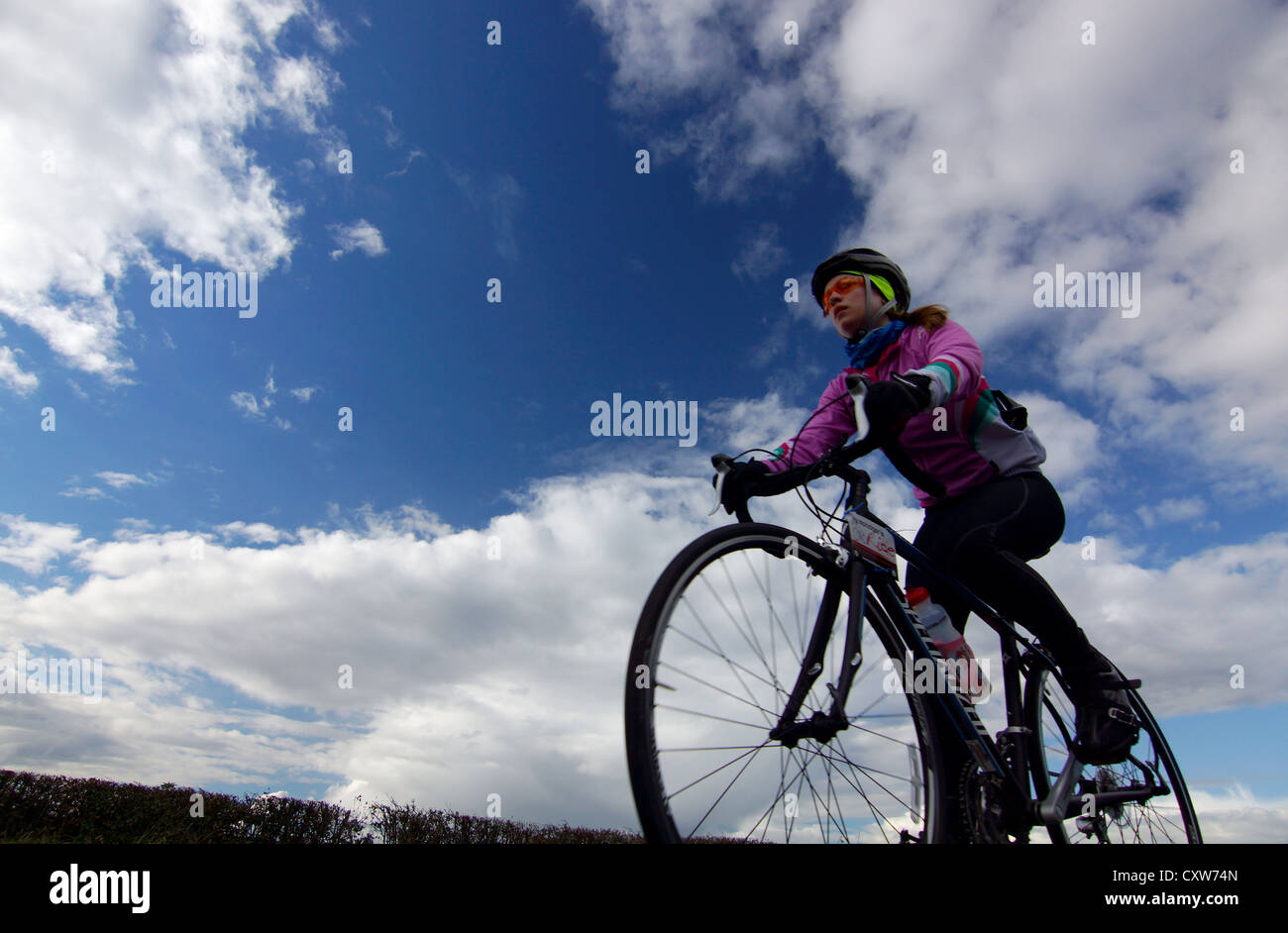 Cyclist competing in the 40 mile plus Lewis Barry Memorial race through ...