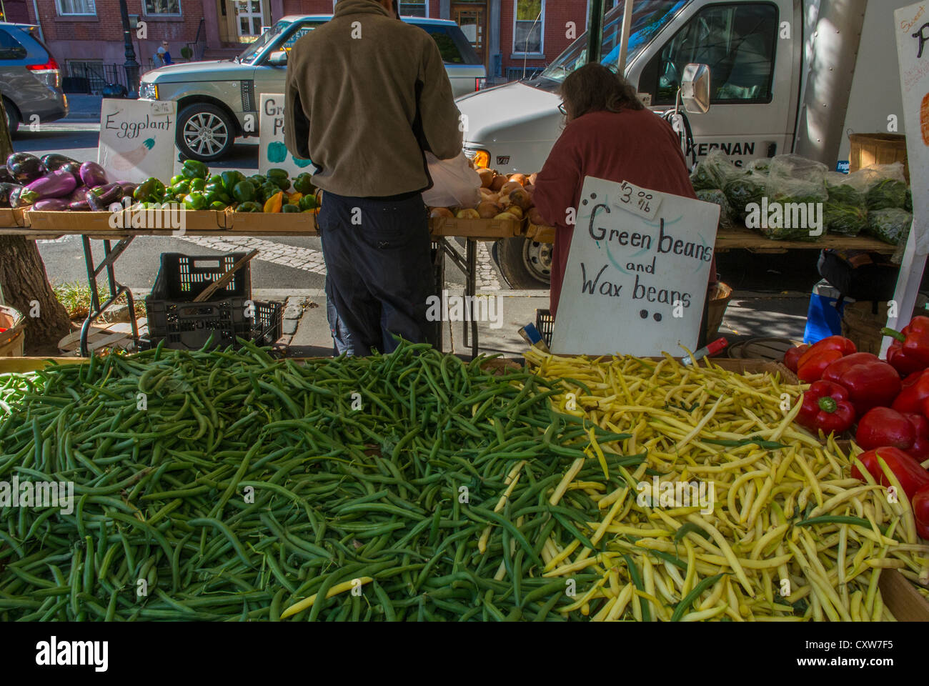 New York City, NY, USA, People Food Shopping at Outdoor American Farmer ...