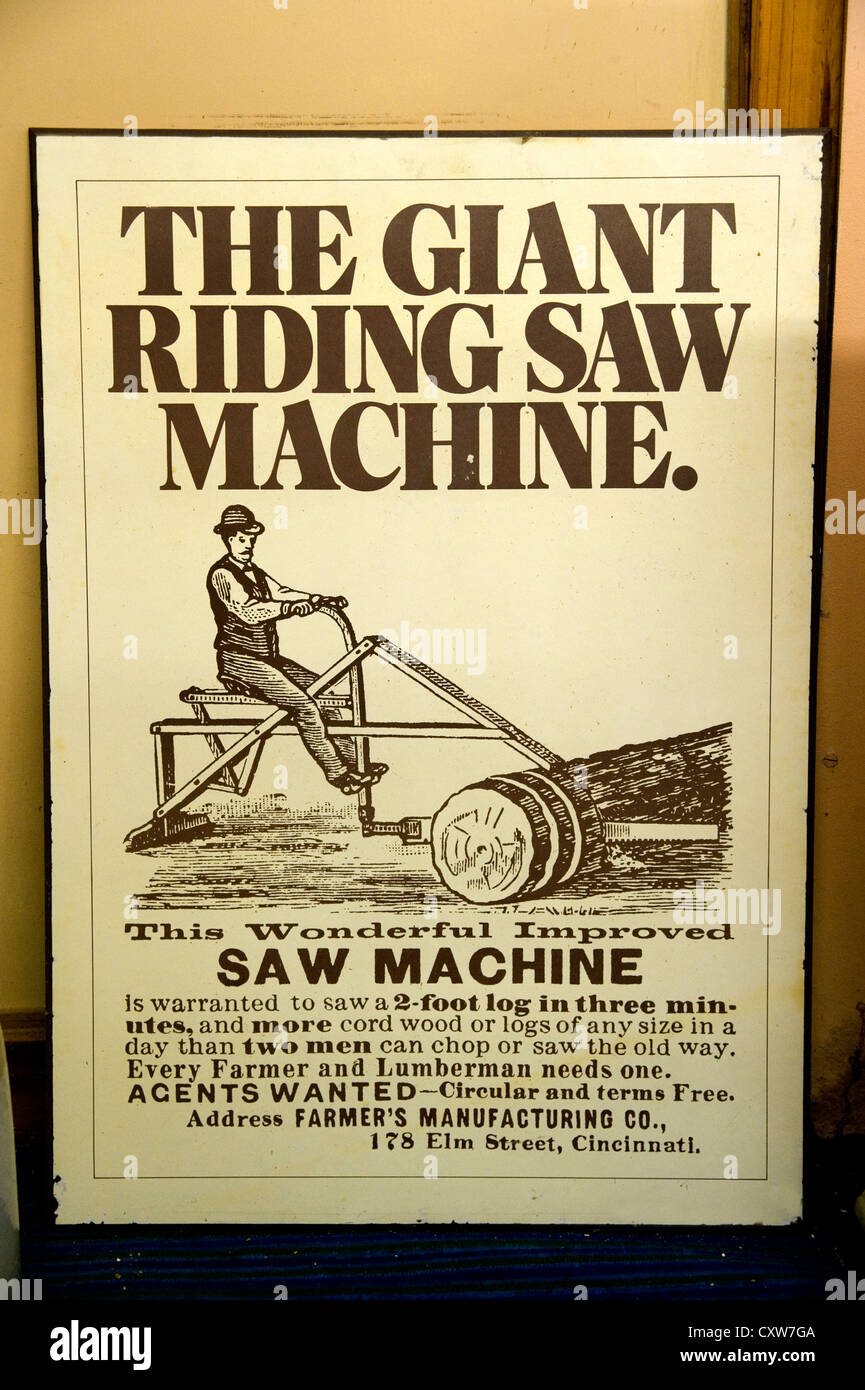 Giant riding saw machine poster Stock Photo - Alamy
