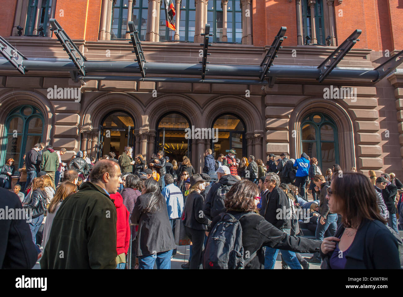 New York City, NY, USA, Large Crowd Outside, Public Theater, Street ...