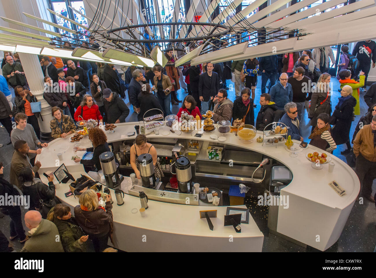 New York City, NY, USA, Aerial View, Large Crowd people in Bar area of ...