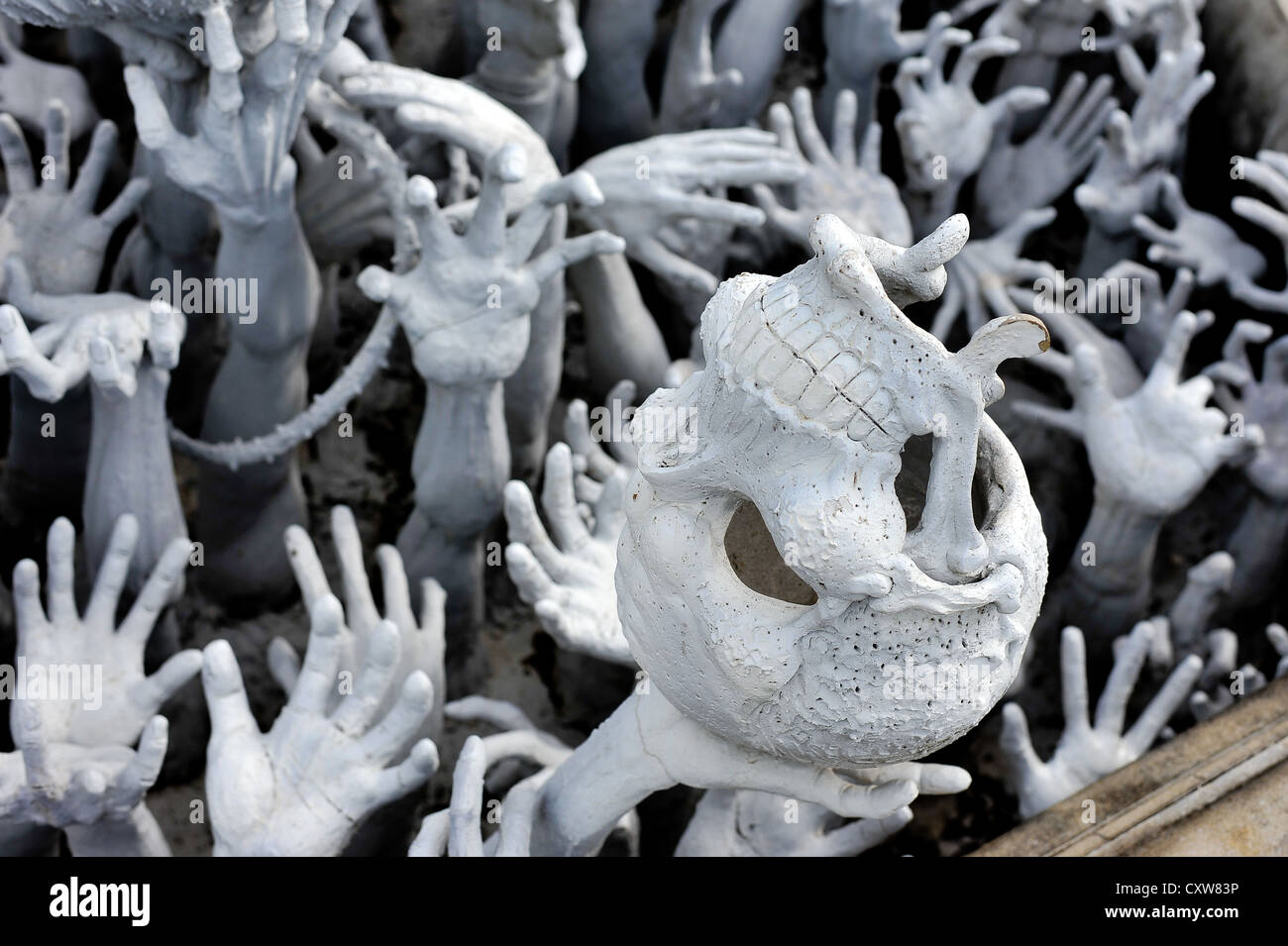 Skull and Hand from hell at Rong Khun temple,Chiang Rai northern ...