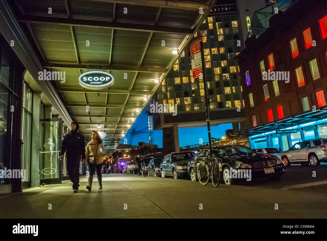 New york city night street scene trendy hi-res stock photography and ...