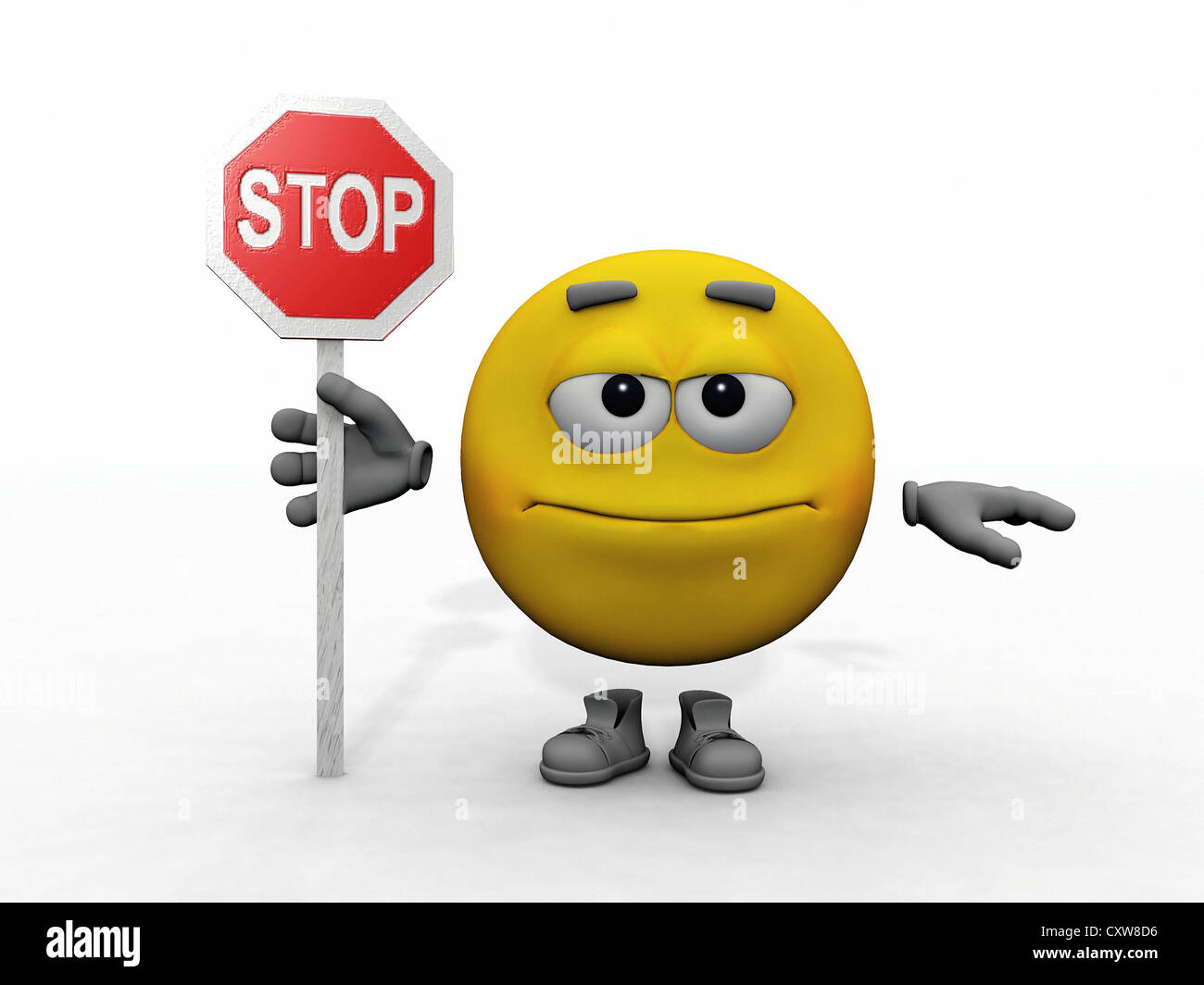 smiley holding a stop sign Stock Photo - Alamy