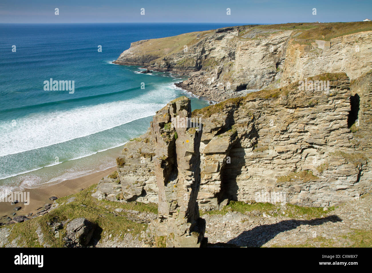 Treknow beach and coastline from the South West Coastal path near ...