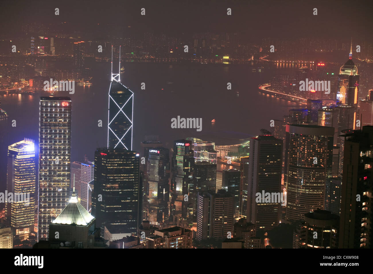 night scene of Hong Kong Stock Photo - Alamy
