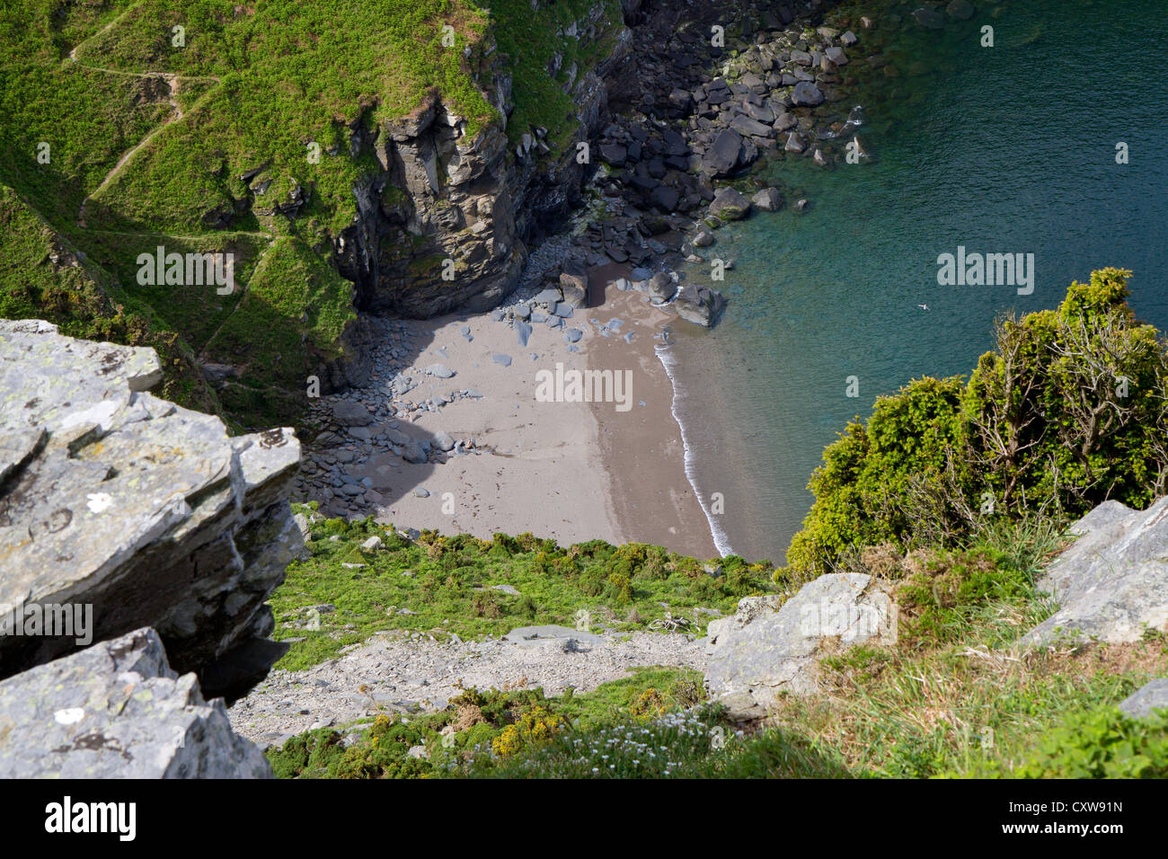 Valley of the Rocks near Lynton in Devon. View from Castle Rock to the ...