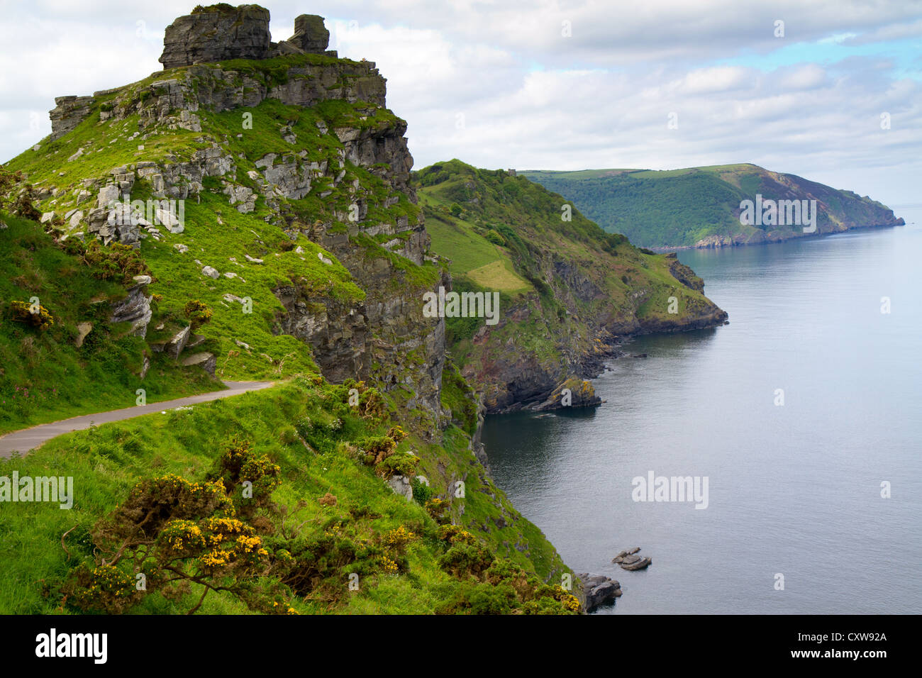 North Devon coastline at Valley of Rocks near Lynton in Devon Stock ...