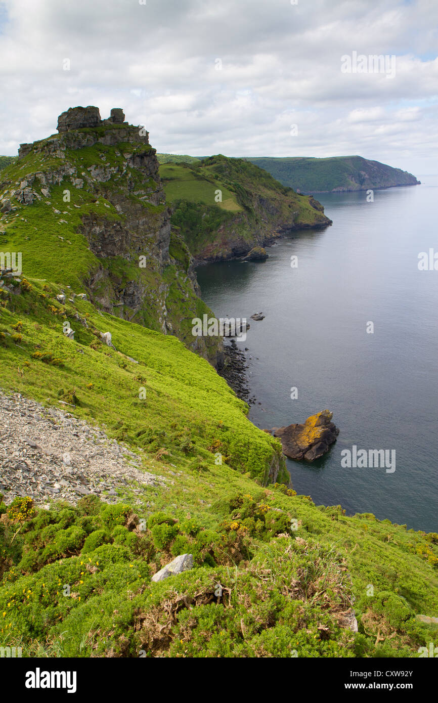 Valley of Rocks near Lynton in Devon. A popular tourist destination it ...