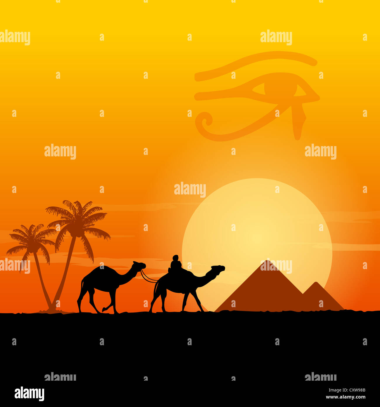 Egypt symbols and Pyramids Stock Photo - Alamy