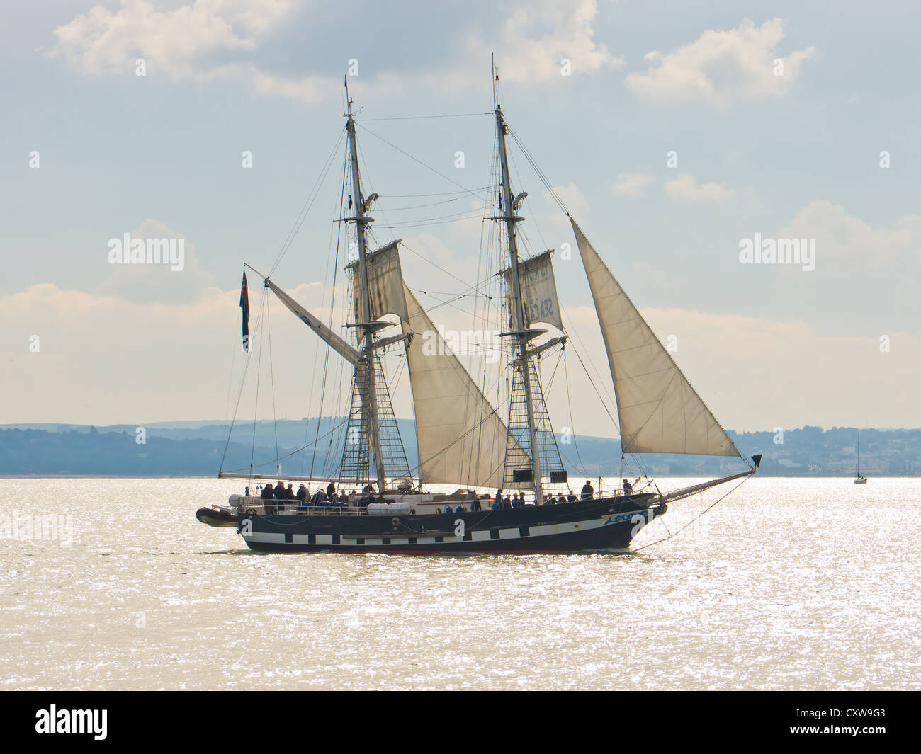 TS Royalist, a sea cadet training ship, sails into Portsmouth Harbour ...
