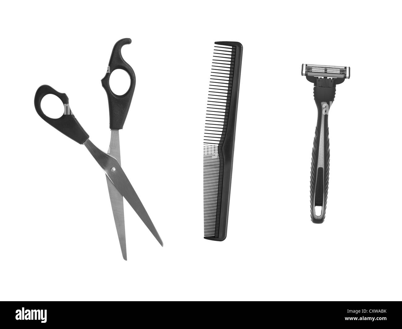 Mens grooming items isolated against a white background Stock Photo - Alamy