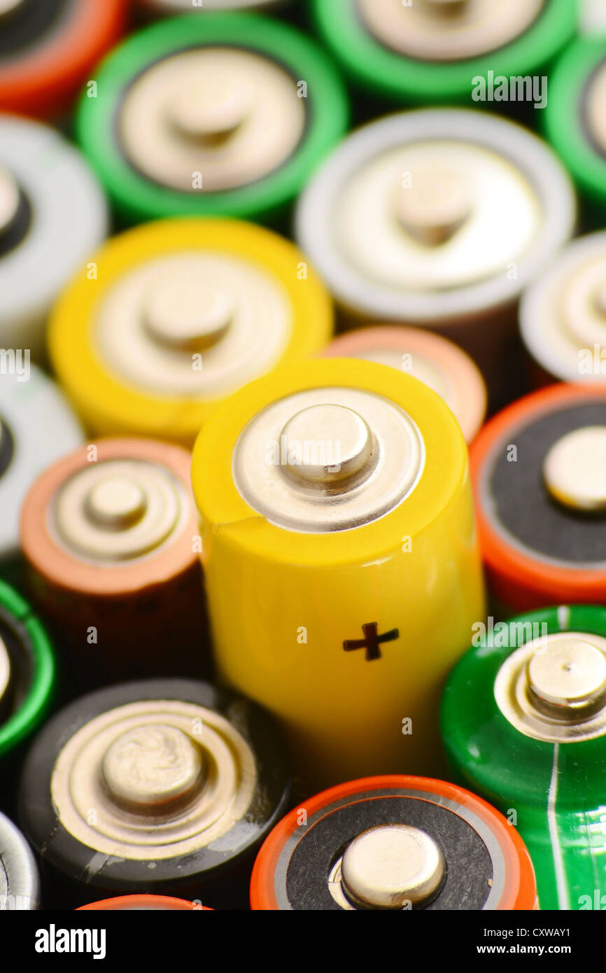 Composition with alkaline batteries Stock Photo - Alamy