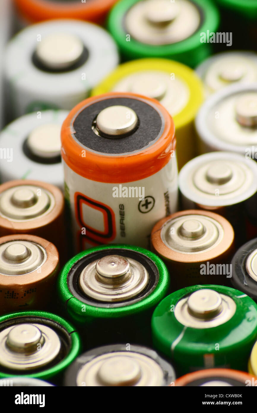 Composition with alkaline batteries Stock Photo - Alamy