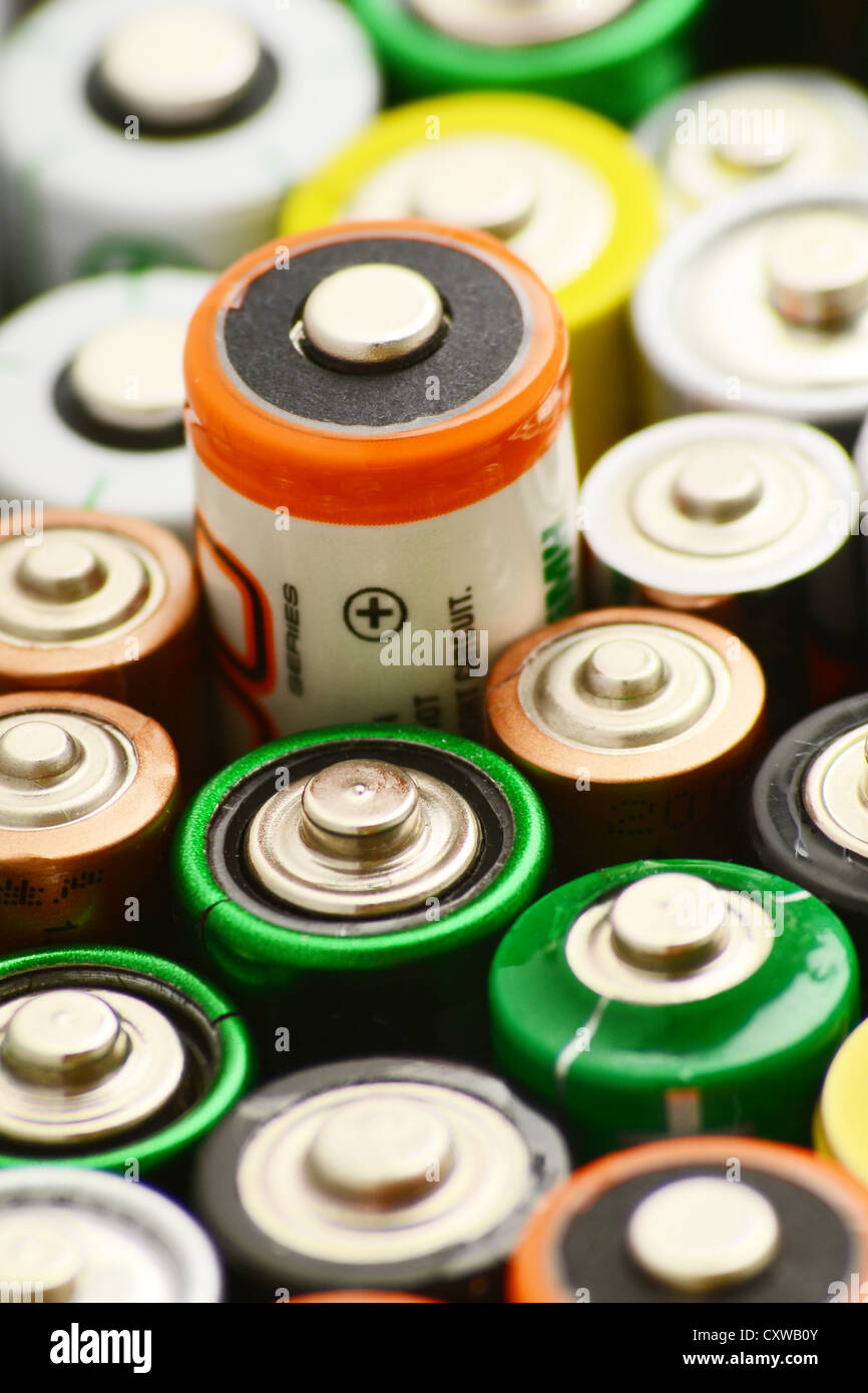 Composition with alkaline batteries Stock Photo - Alamy