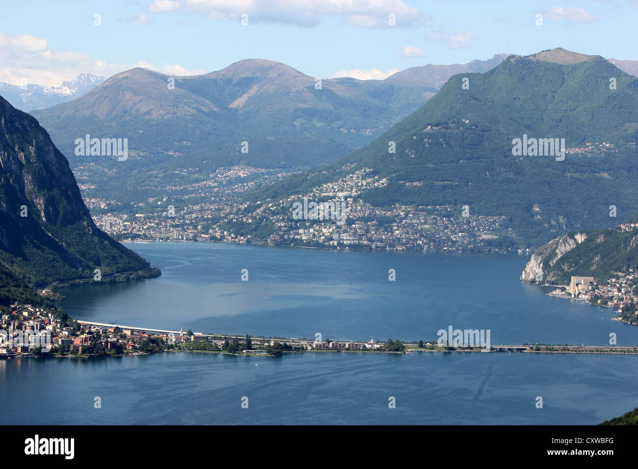 a beautiful panoramic view of Lake Lugano from Serpiano, bridge, travel ...