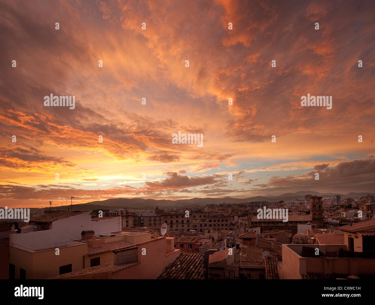 Sunset, Palma de Mallorca, Balearics, Spain Stock Photo - Alamy