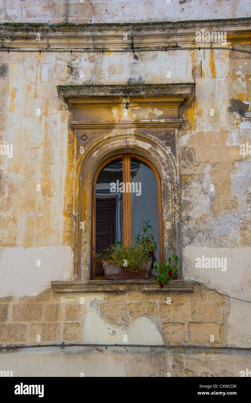 Old windows in a very old building in the center of Lecce Stock Photo ...