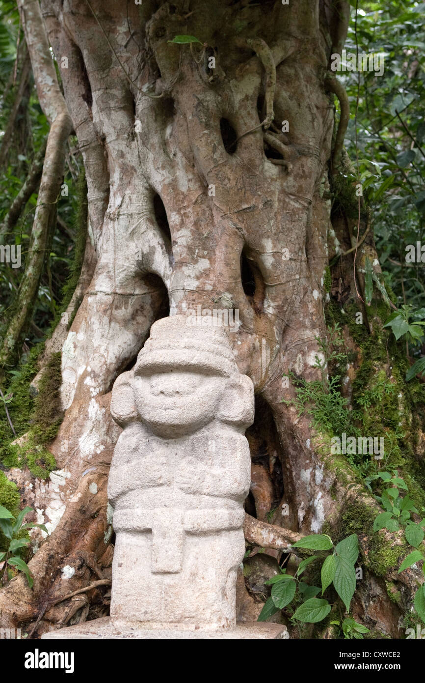Bosque de Las Estatuas, monkey with strangling fig tree behind, San ...