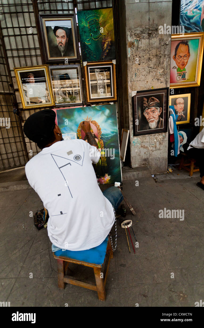 Portrait Artist in the Streets of Jakarta, Indonesia Stock Photo - Alamy