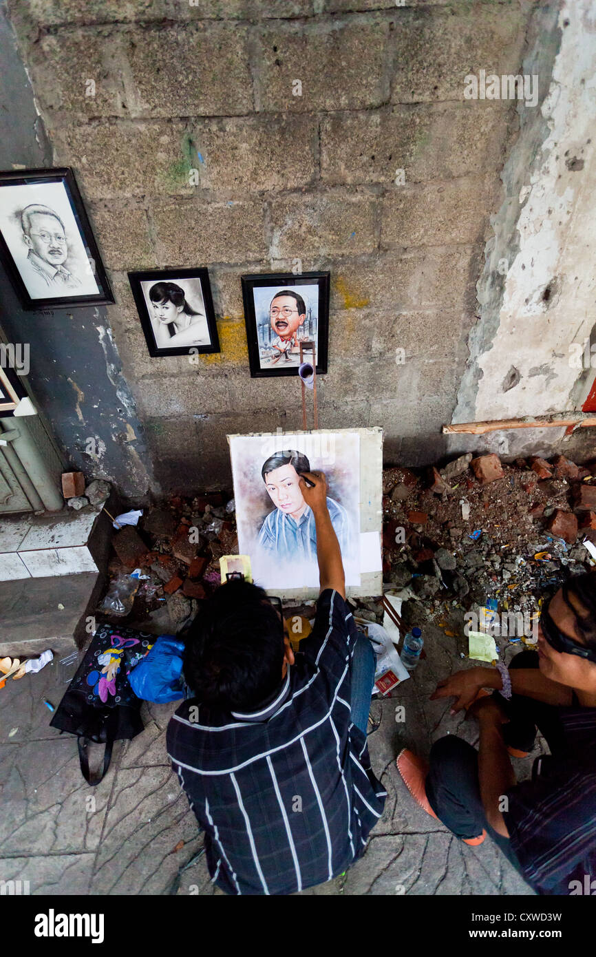 Portrait Artist in the Streets of Jakarta, Indonesia Stock Photo - Alamy