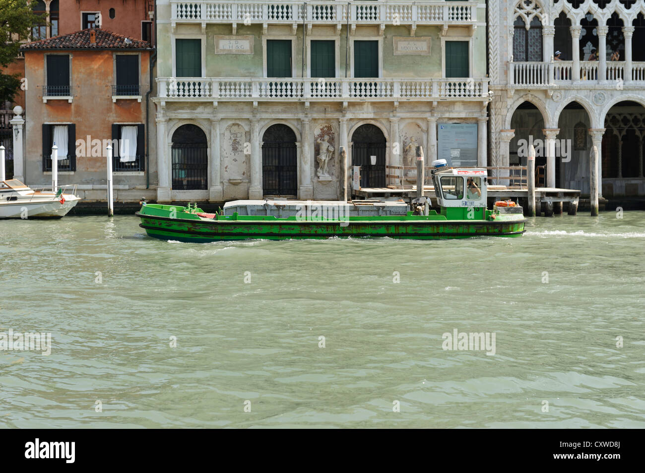 Barge on Grand Canal, Venice, Italy Stock Photo - Alamy
