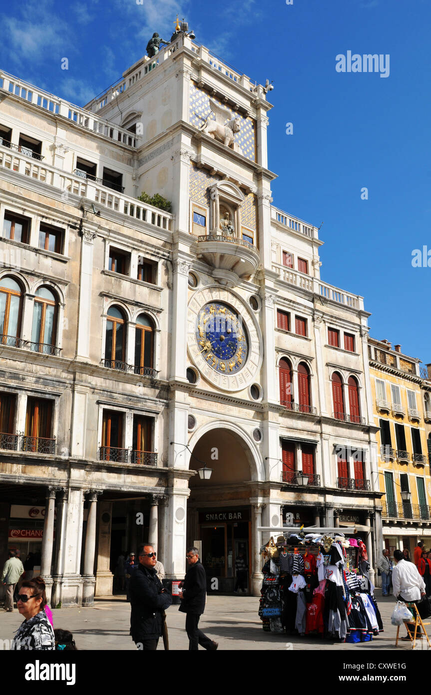 Venice, Italy - 6 May, 2012: Tourists visiting the St. Marc Clock Tower ...