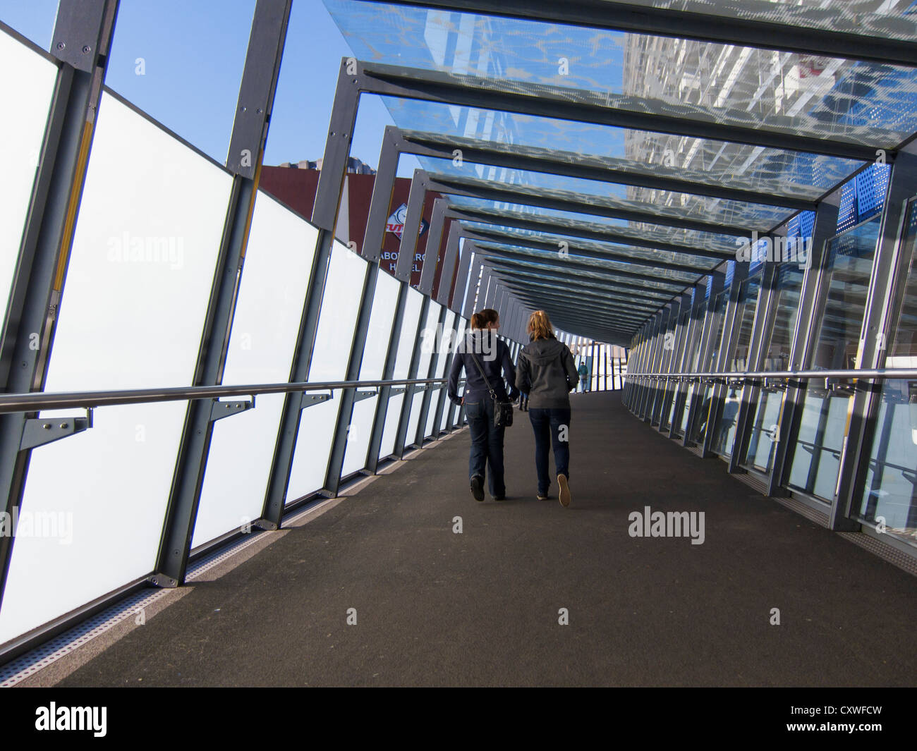 Glass bridge entrance to Cabot Circus Shopping Centre, Bristol, UK ...