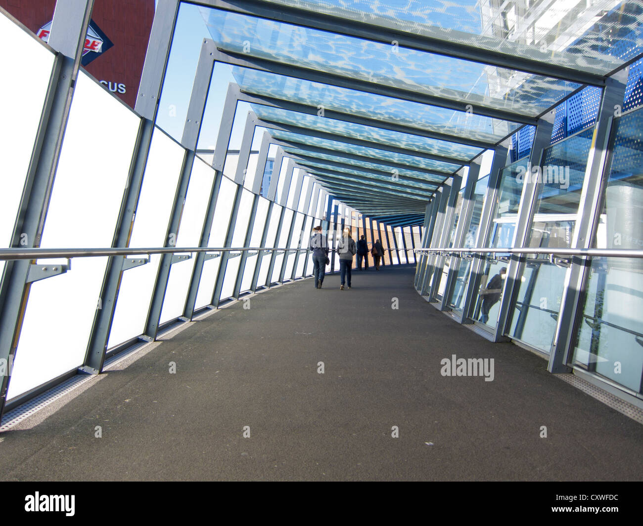 Glass bridge entrance to Cabot Circus Shopping Centre, Bristol, UK ...