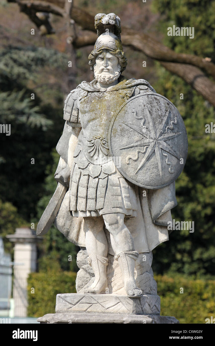 marble statue, lake Como, Villa Olmo, Como, lake, Italy, photoarkive ...