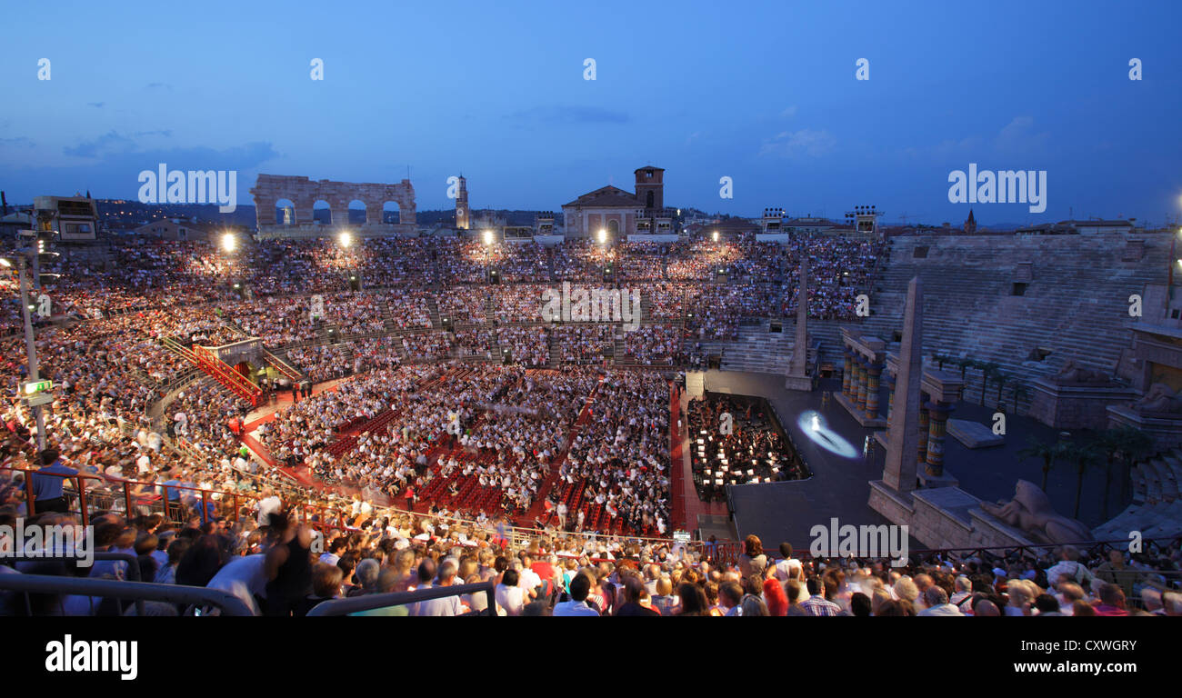 The Arena during the opera performance, Verona, Italy Stock Photo - Alamy