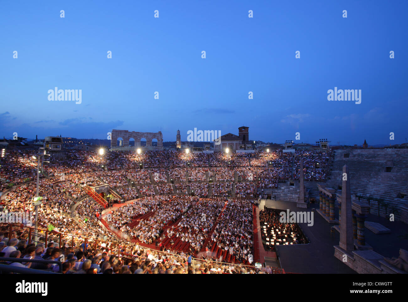 The Arena during the opera performance, Verona, Italy Stock Photo - Alamy